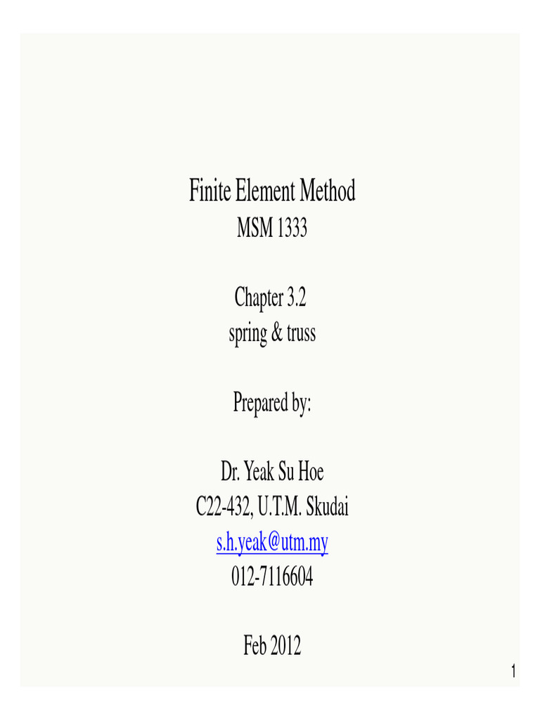 FEM Msm1333 Chap3.2 Spring Truss | PDF | Truss | Euclidean Vector