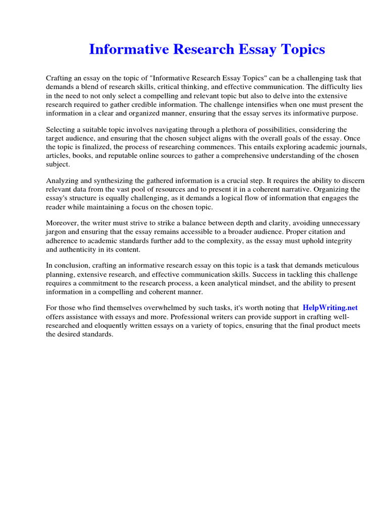 Informative Research Essay Guide | PDF | Crimes | Crime & Violence