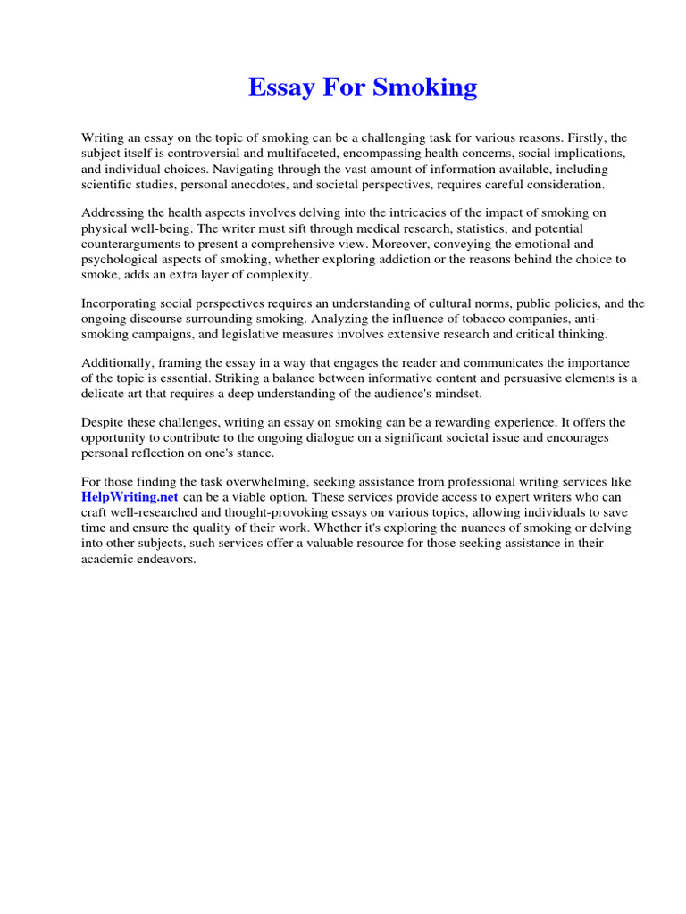 Essay For Smoking | PDF