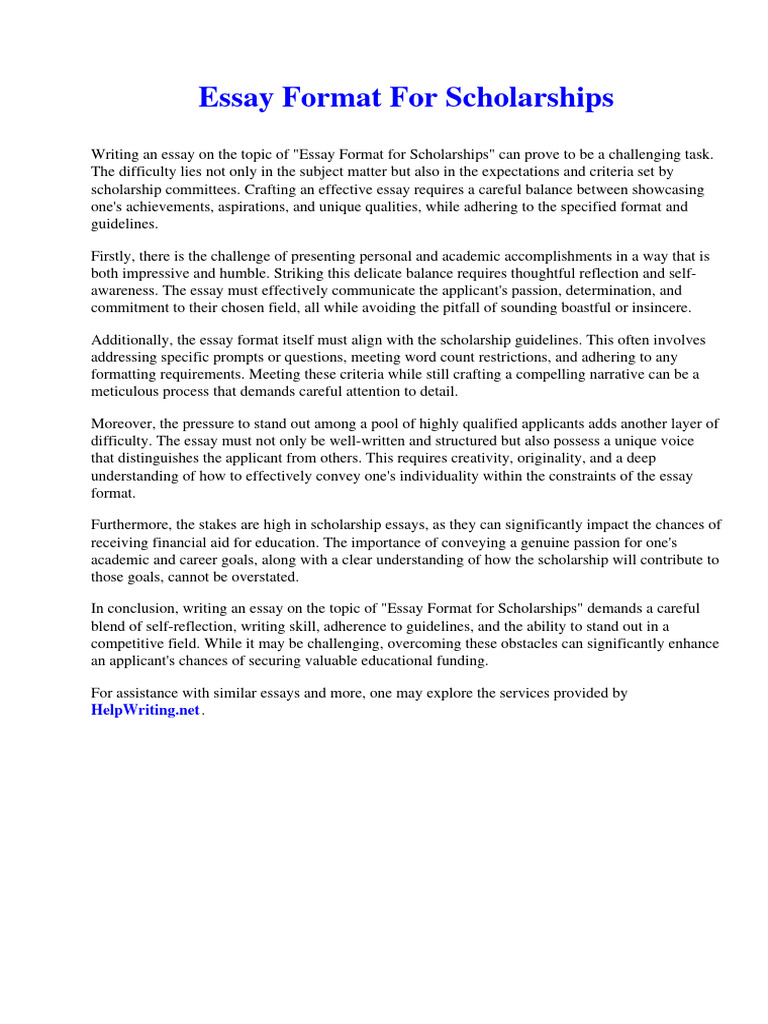 Essay Format For Scholarships | PDF | Essays | Human Communication