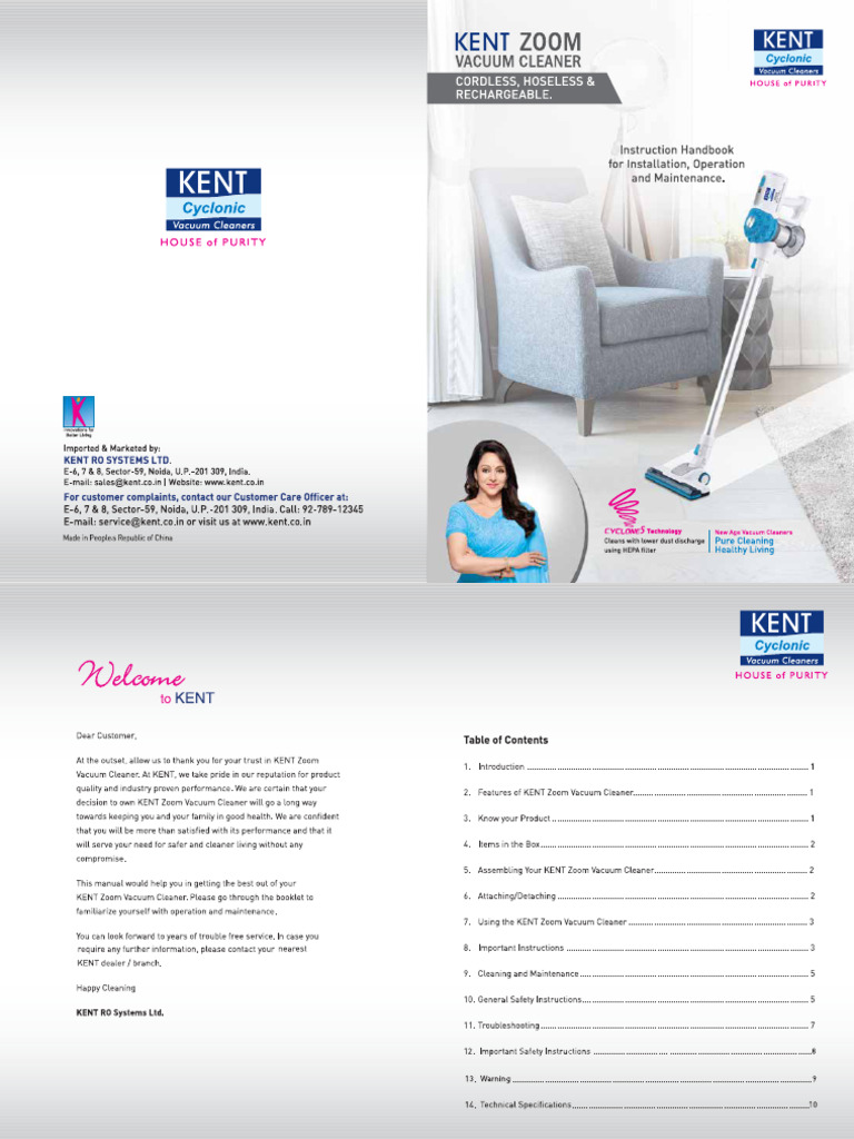 KENT Zoom Vacuum Cleaner Safety Guide | PDF | Vacuum Cleaner | Power Supply