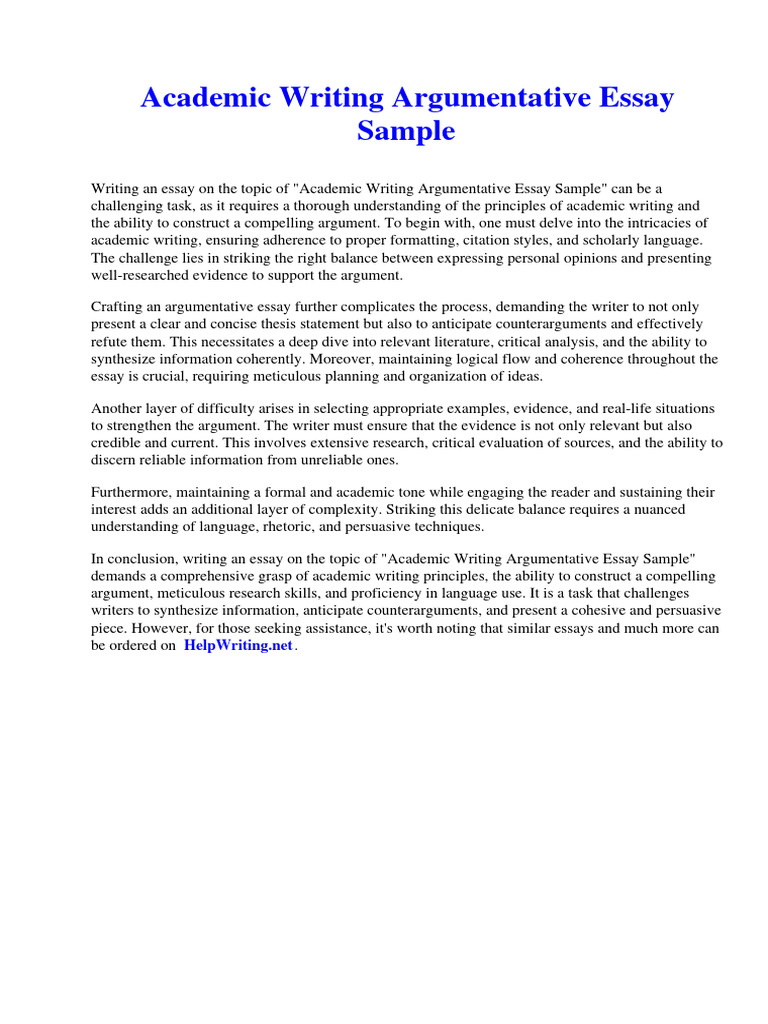 Academic Writing Argumentative Essay Sample | PDF | Essays | Memory