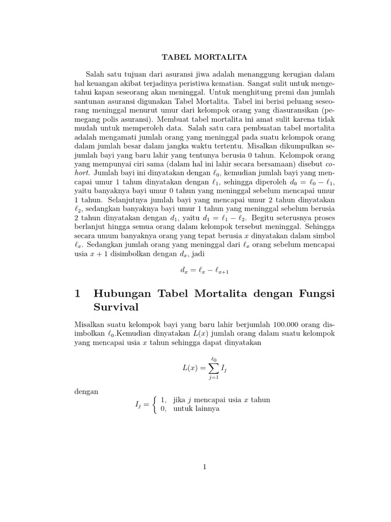 Tabel Mortalitas | PDF