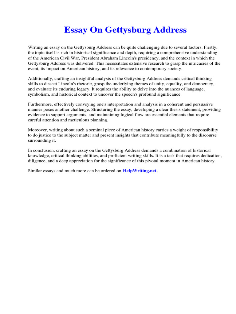 Essay On Gettysburg Address | Download Free PDF | Essays | Critical ...