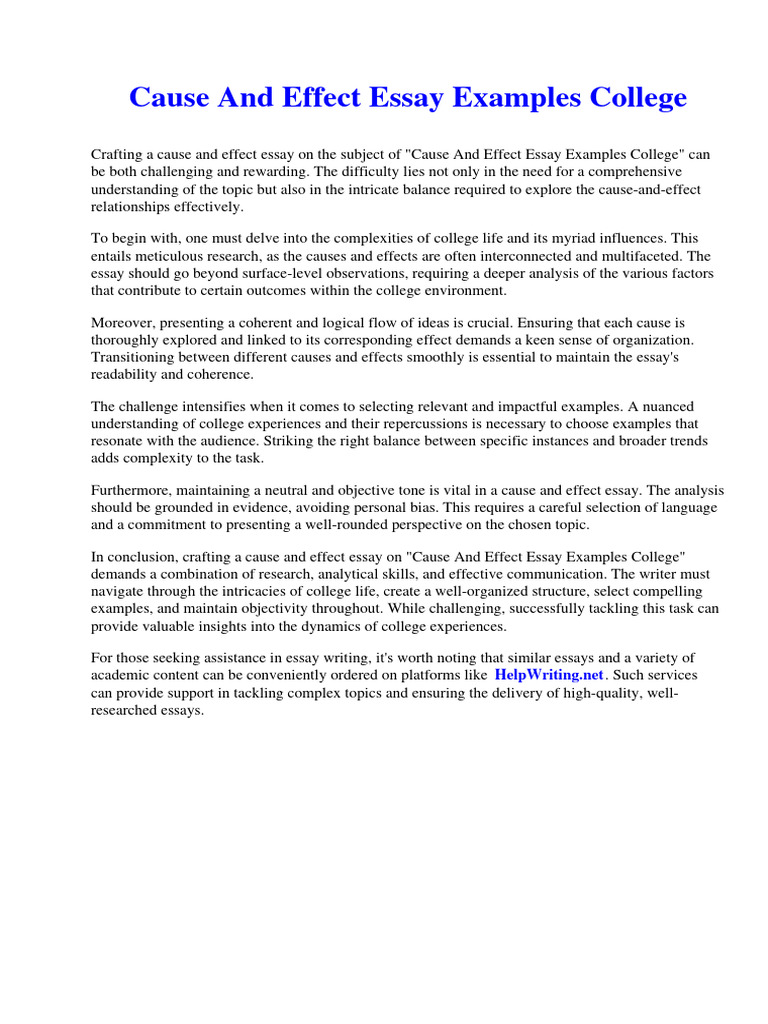 Cause and Effect Essay Examples College | PDF | Causality | Essays