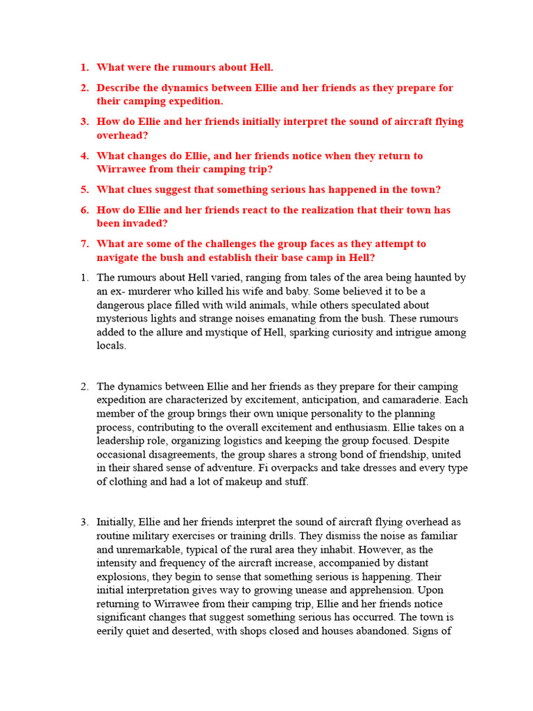 Tomorrow When The War Began QU | PDF