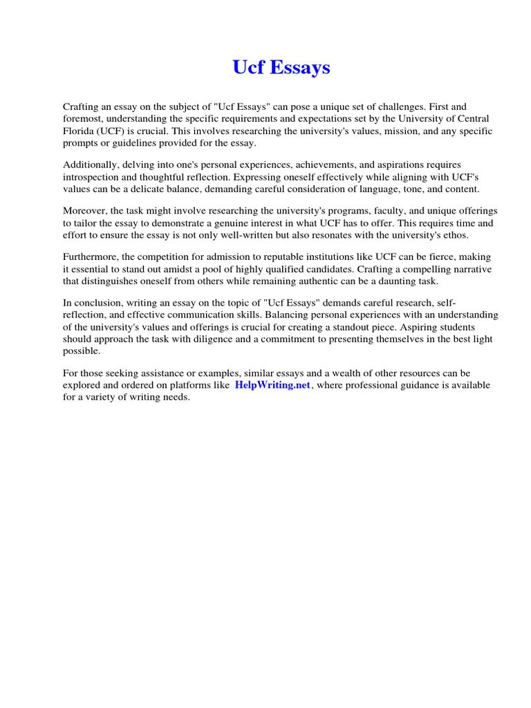 Ucf Essays | PDF | God | Airlines