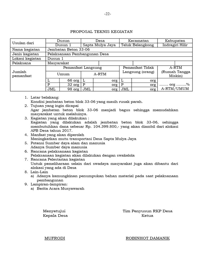 Proposal Teknis Kegiatan Jembatan | PDF