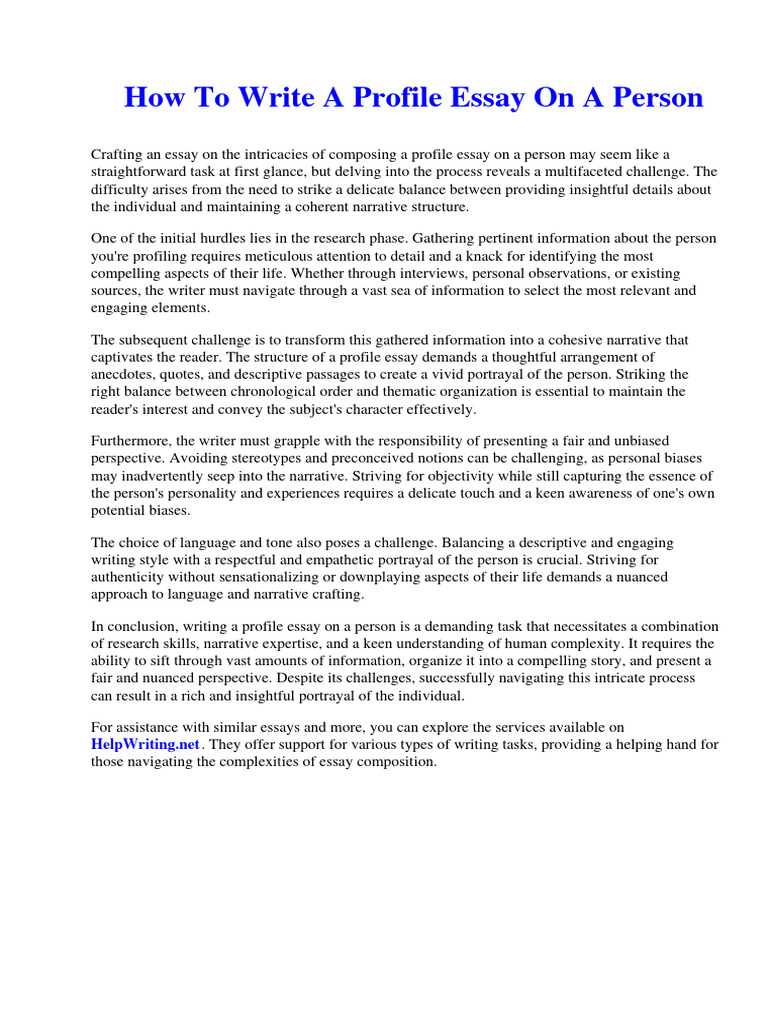 How To Write A Profile Essay On A Person | PDF | Saturn | Voyager Program