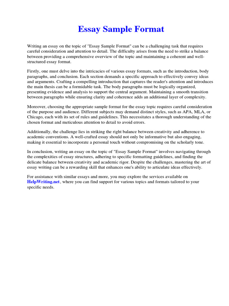 Essay Sample Format | PDF