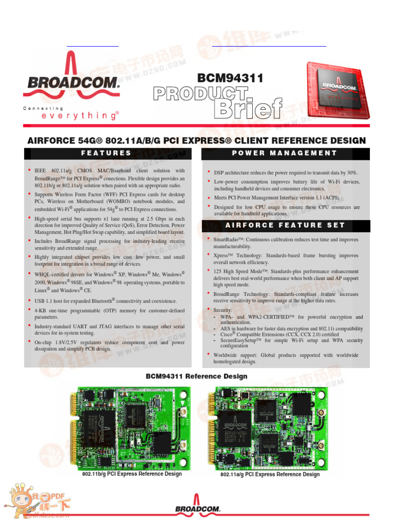 Airforce 54G® 802.11A/B/G Pci Express® Client Reference Design | PDF ...