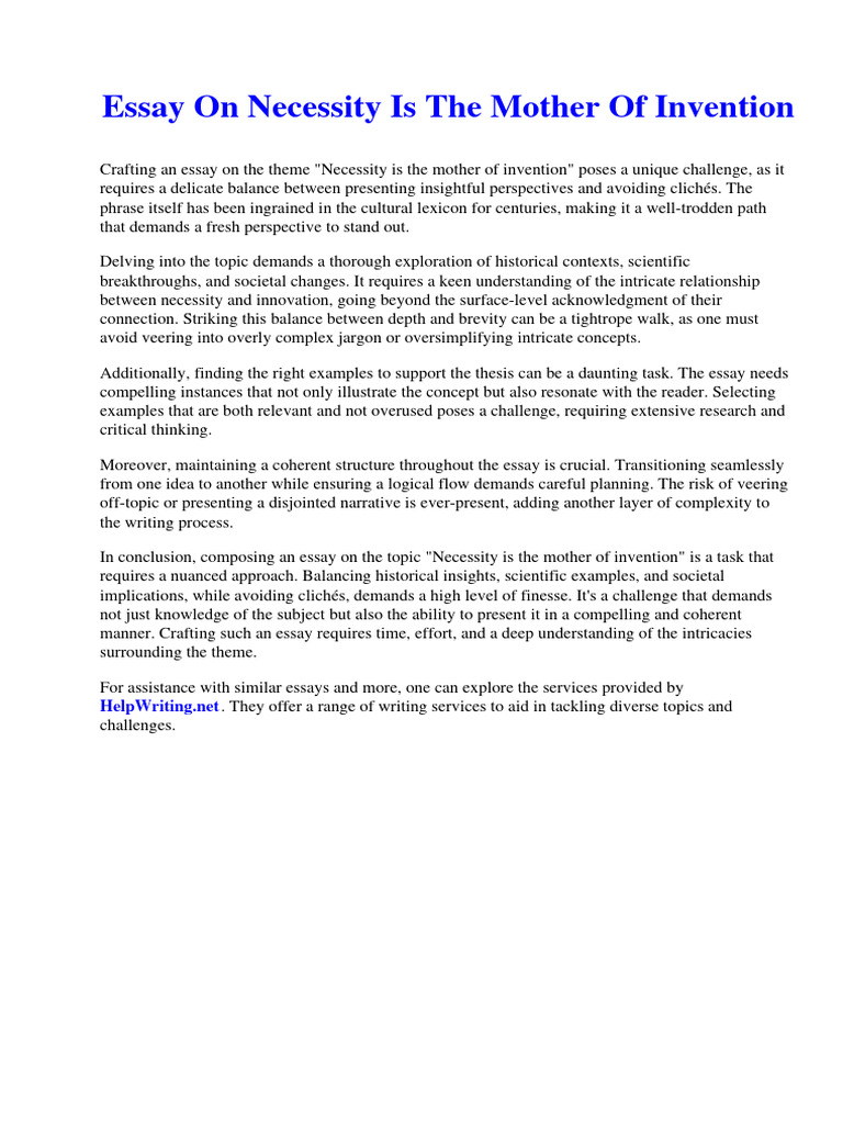 Necessity and Invention: An Essay Guide | PDF | Educational Technology ...