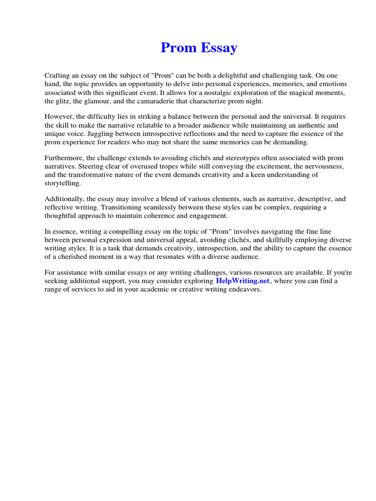 Prom Essay | PDF | Mental Disorder | Major Depressive Disorder