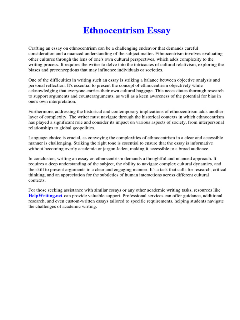 Ethnocentrism Essay | PDF | Essays