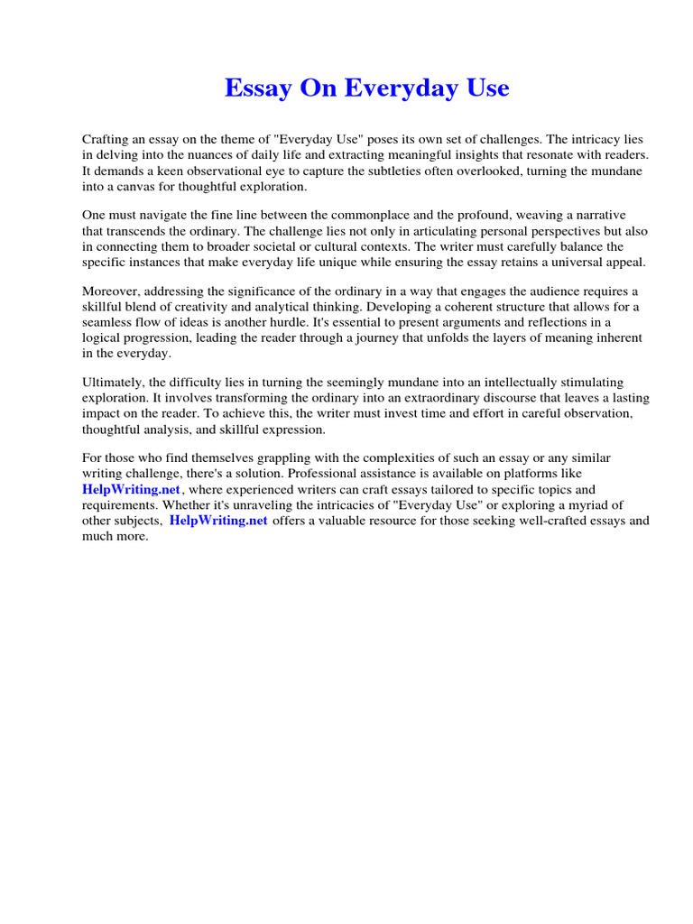 Essay On Everyday Use | PDF | Computer Network | Telecommunications