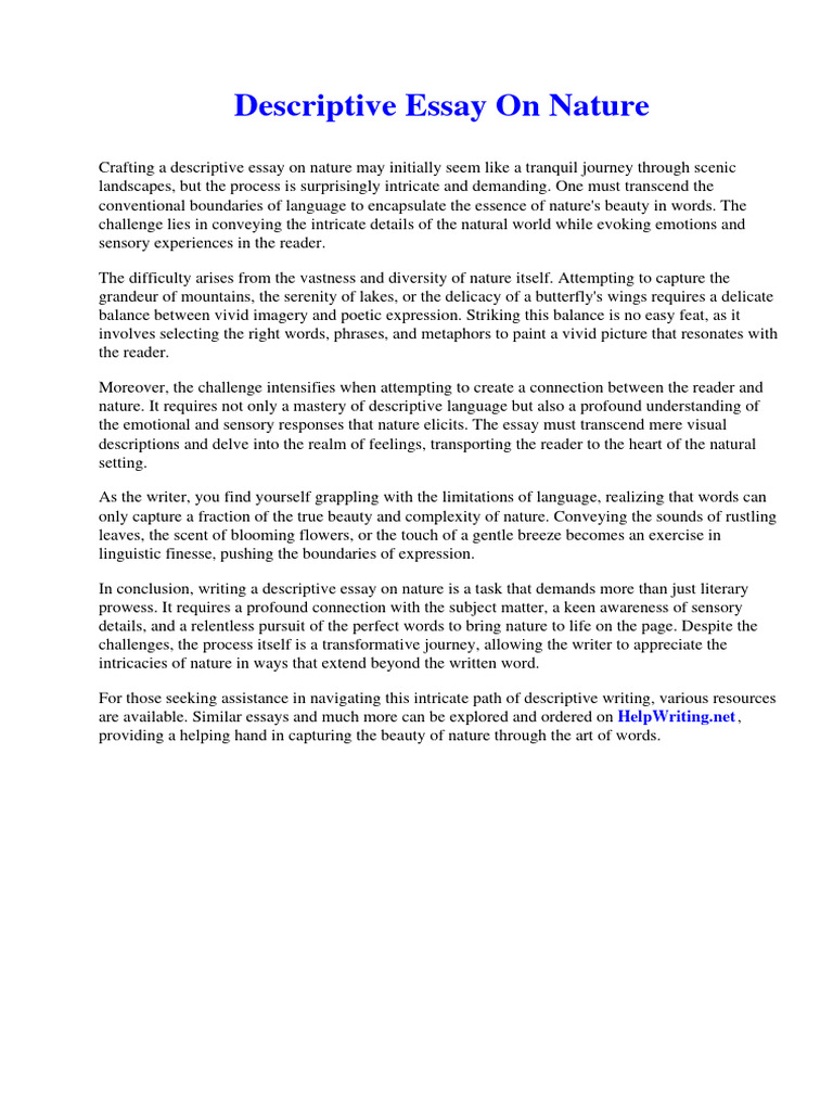 Descriptive Essay On Nature | PDF