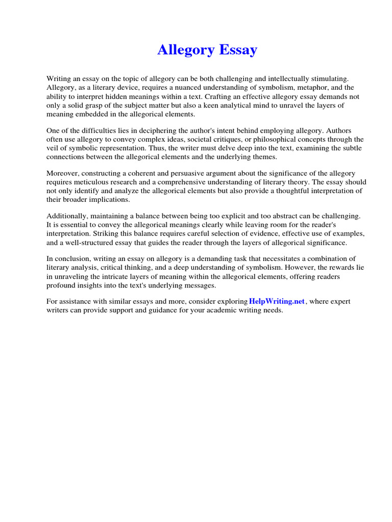 Allegory Essay | PDF | Allegory | Essays