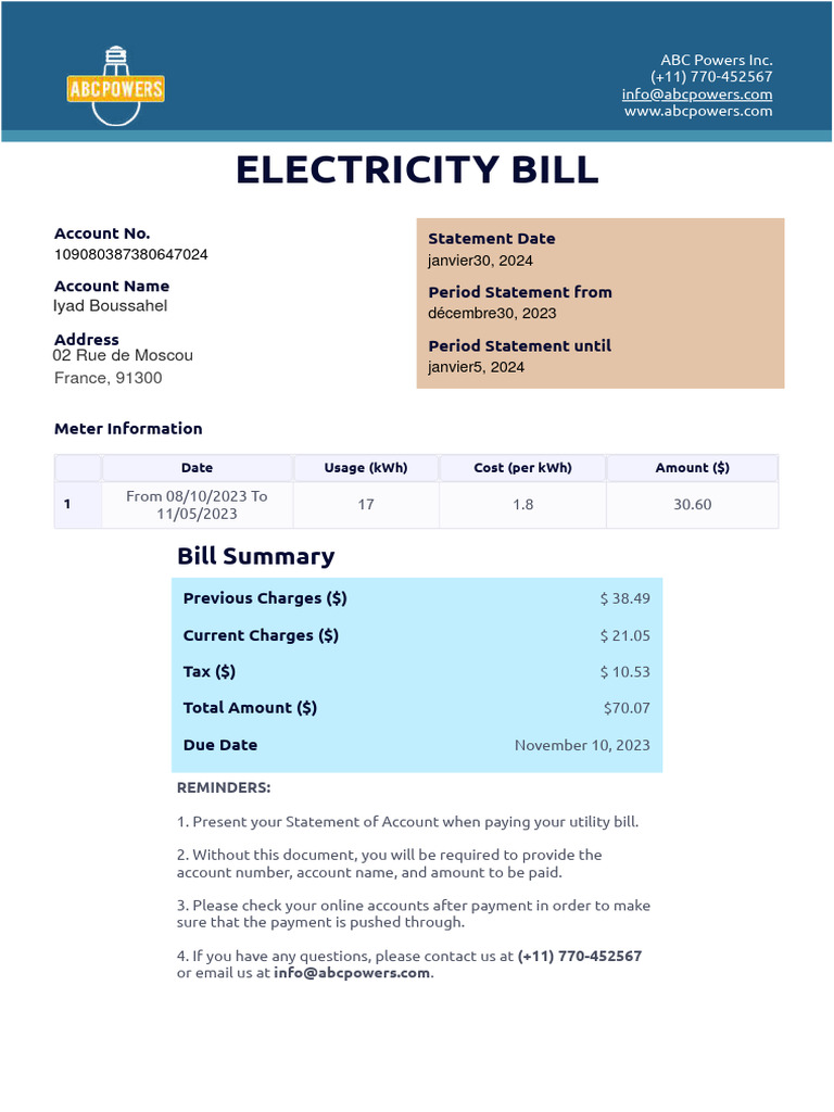 Electricity Bill | Download Free PDF | Payments | Taxes