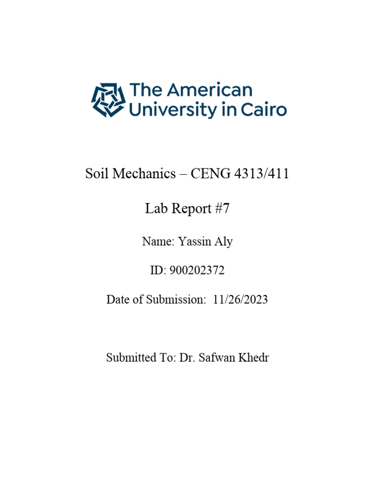 Soil Lab Report 7 (Yassin Aly) | PDF | Experiment | Sampling (Statistics)