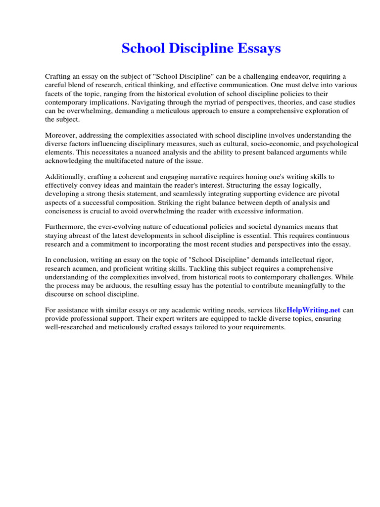 School Discipline Essays | PDF | Essays