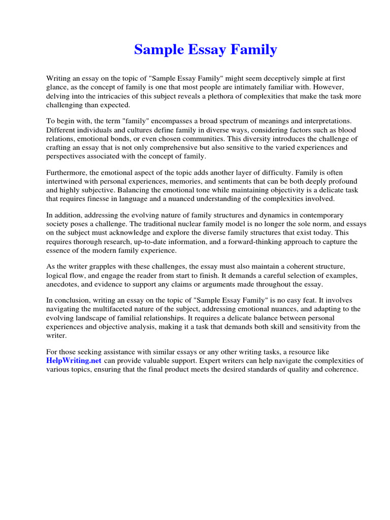 Sample Essay Family | PDF | Retina | Visual Impairment