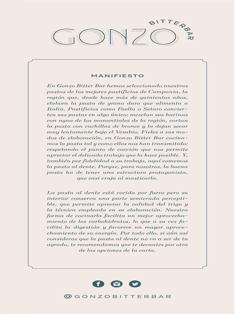 Gonzo Carta Es | Descargar gratis PDF | pesto | Alimentos