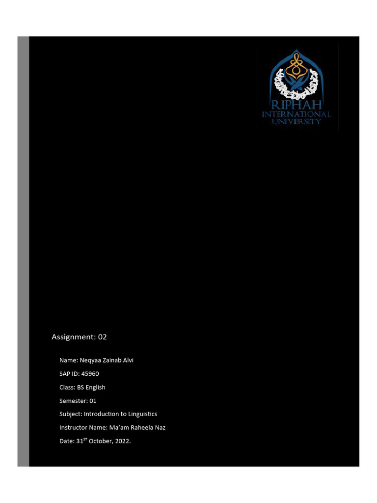 Assignment 2 | PDF | Linguistics | Psycholinguistics