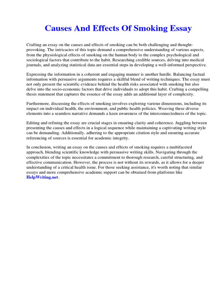 Causes and Effects of Smoking Essay | PDF | Central Processing Unit