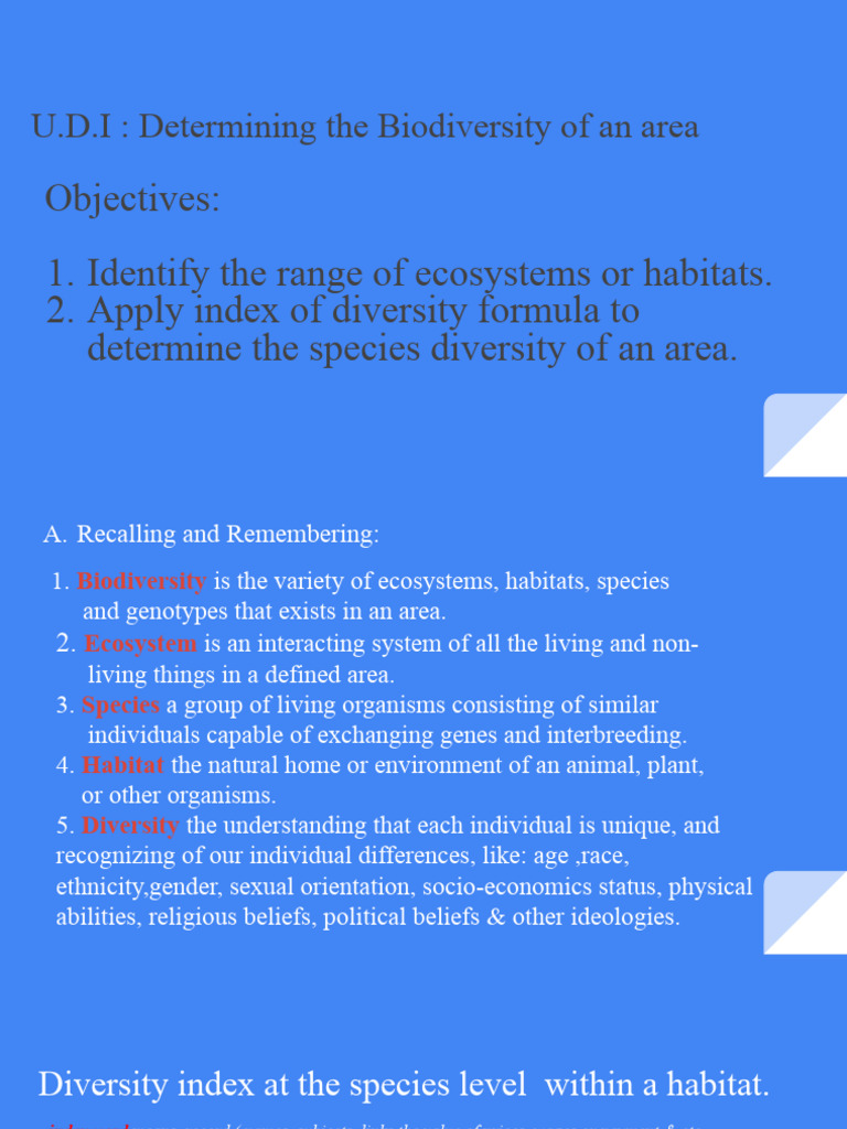 Term 3-Ppt Applying Index Diversity To Ecosystem | PDF | Biodiversity ...