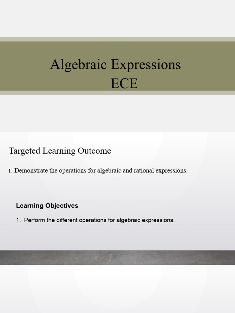 Week 1 Algebraic Expressions - 2023 2024 | PDF | Factorization | Polynomial