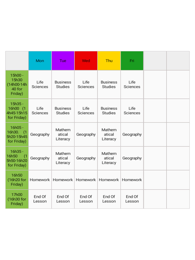 Grade 12 2024 Timetable | PDF