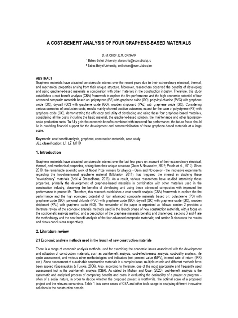 A Cost-Benefit Analysis of Four Graphene-Based Materials | PDF