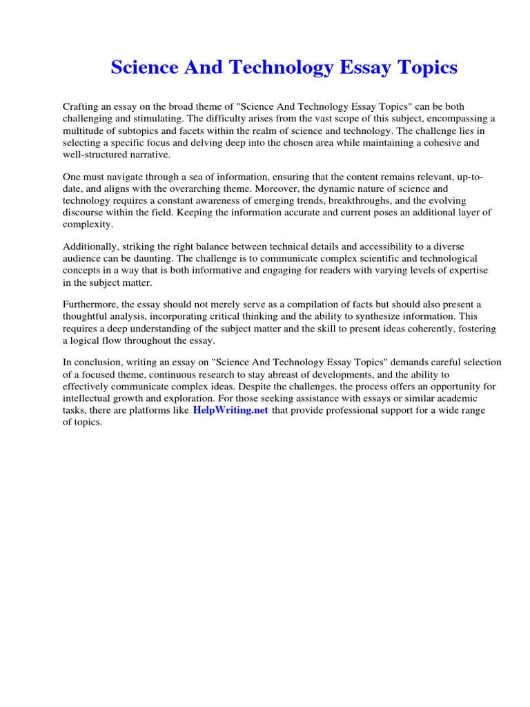 Science and Technology Essay Topics | PDF | Epigenetics | Genetics