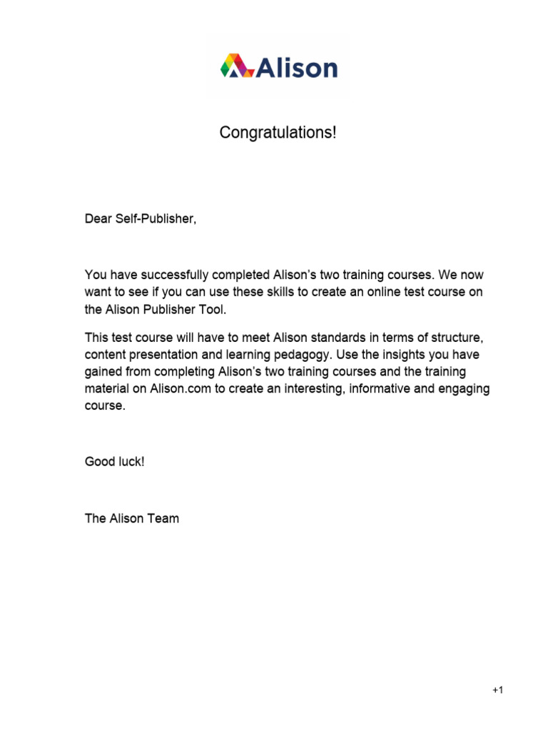 Alison Self Publisher Test Course | PDF | Project Management | Search ...