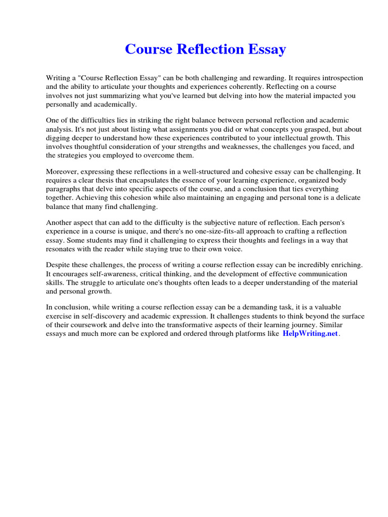 Course Reflection Essay | PDF