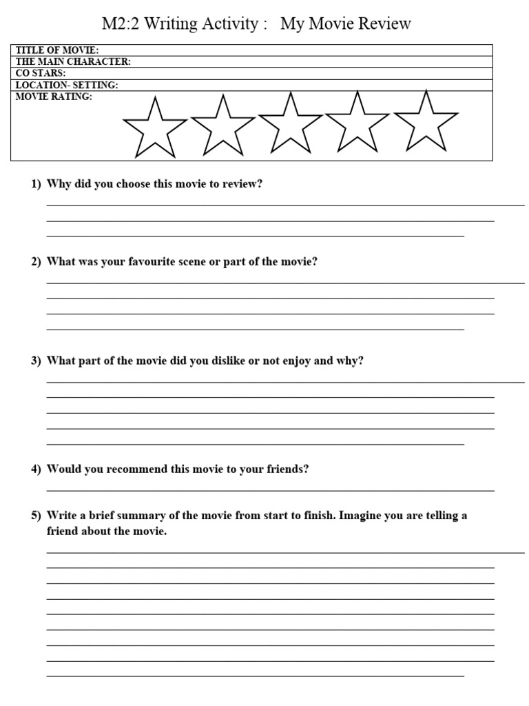 Movie Review Writing Activity Guide | PDF | Technology & Engineering