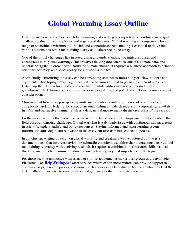Global Warming Essay Outline | Download Free PDF | Climate Change | Essays