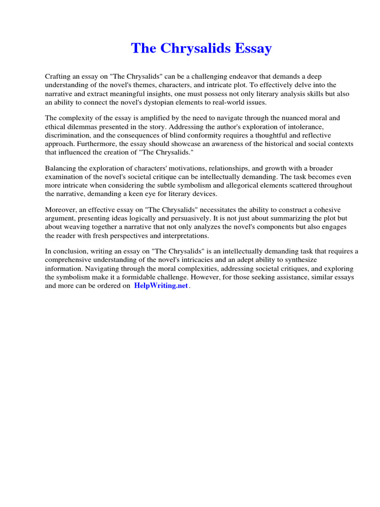 The Chrysalids Essay | PDF