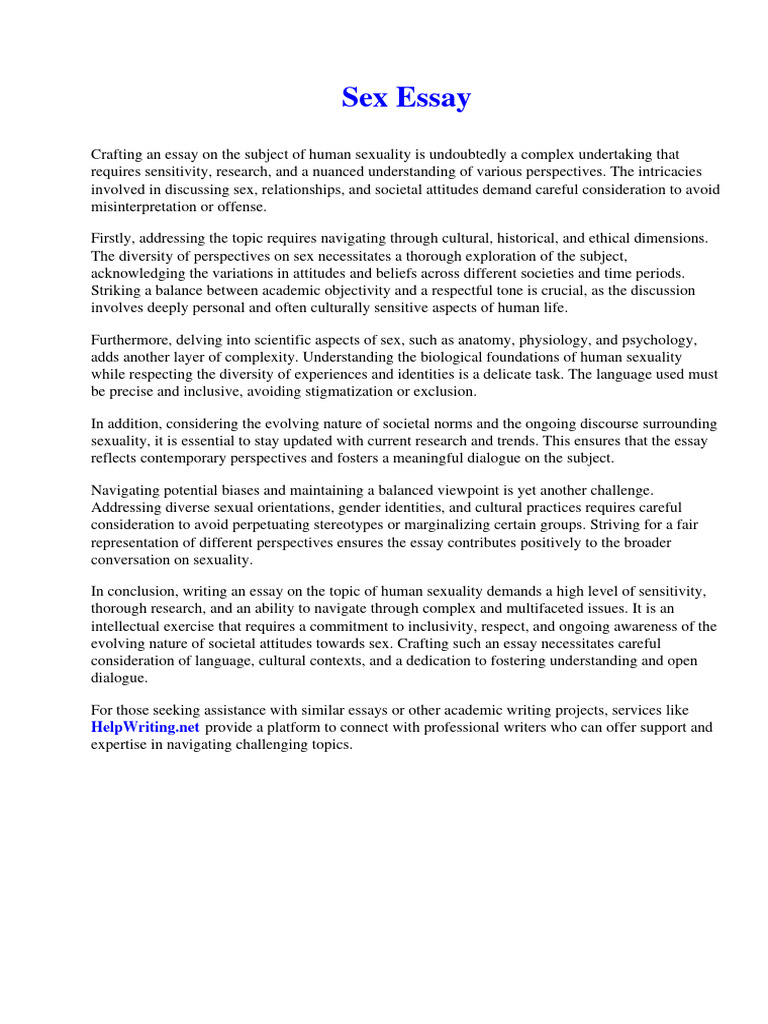 Sex Essay Pdf Human Sexuality 6268