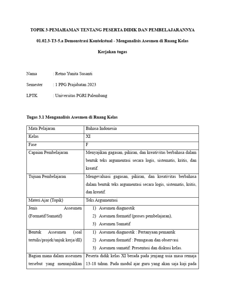 TOPIK 3-PEMAHAMAN TENTANG PESERTA DIDIK DAN PEMBELAJARANNYA (01.02.3-T3-5.a Demonstrasi ...