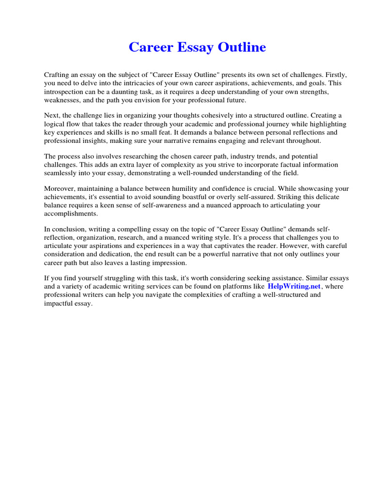 Career Essay Outline | PDF | Psychology | Psychological Concepts