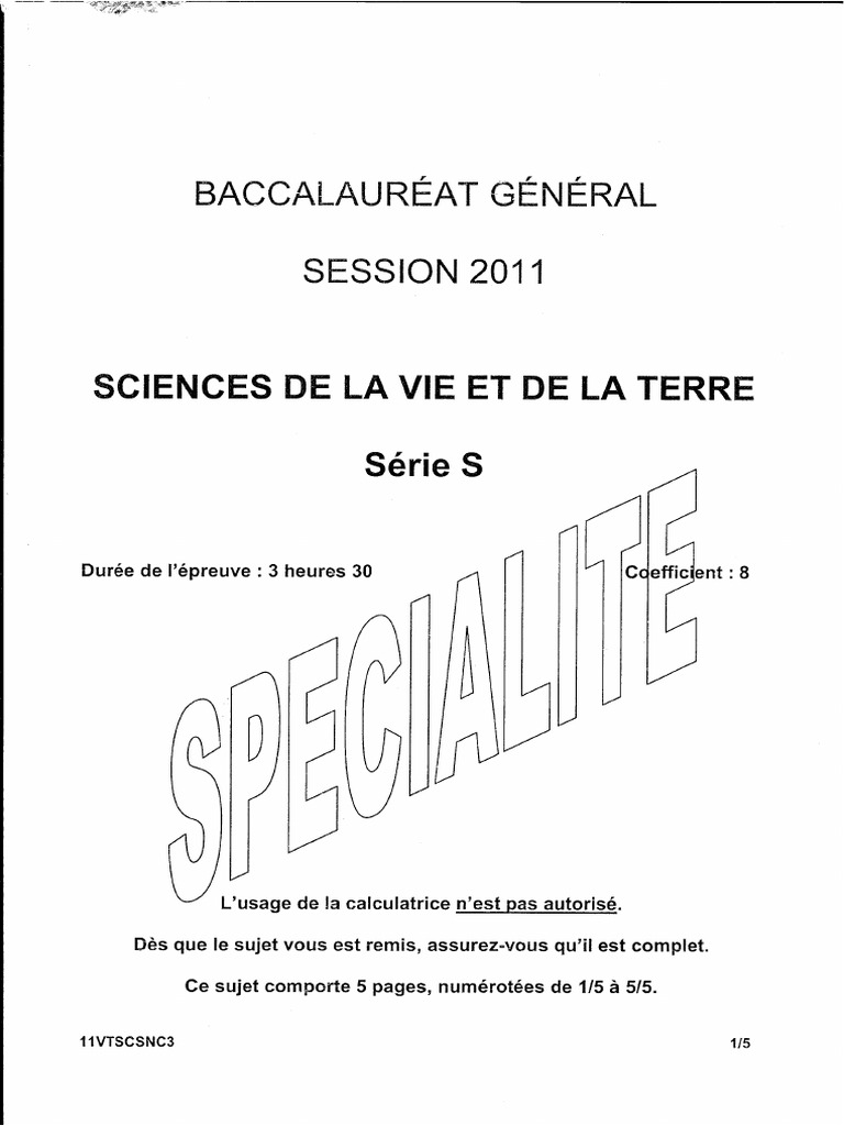 Bac S Spe Mars2012 | PDF