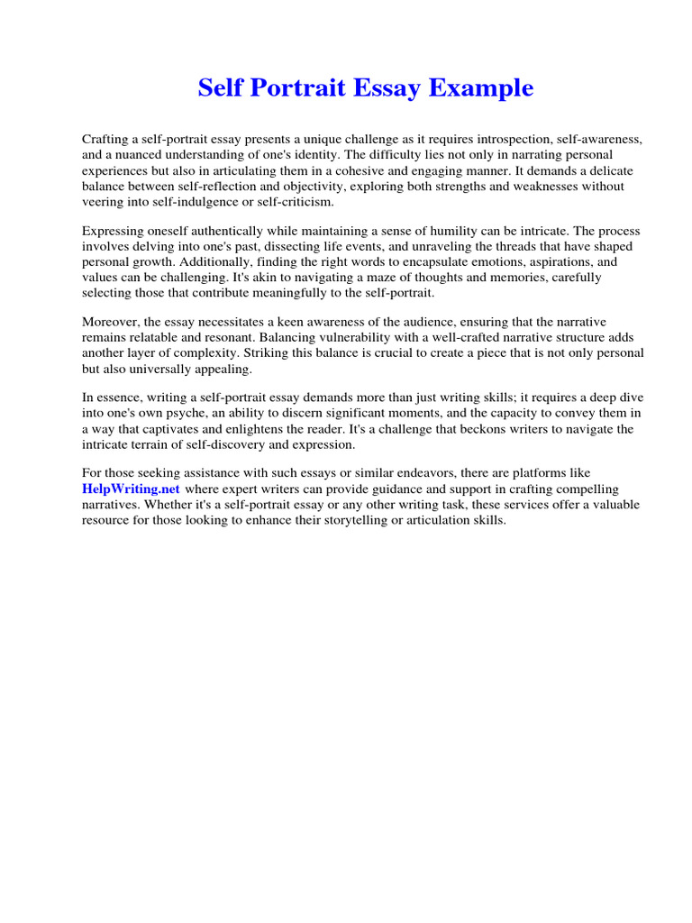 Self Portrait Essay Example | PDF | Mortgage Loan | Candle