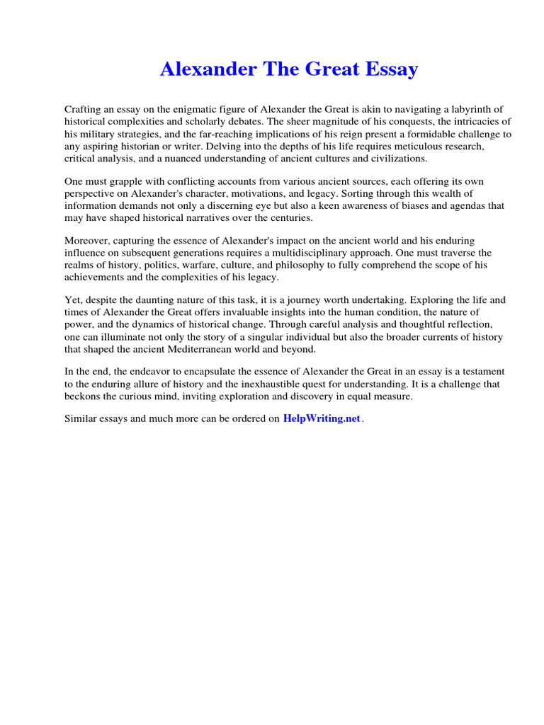 Alexander The Great Essay | PDF | Anna Karenina | Caregiver