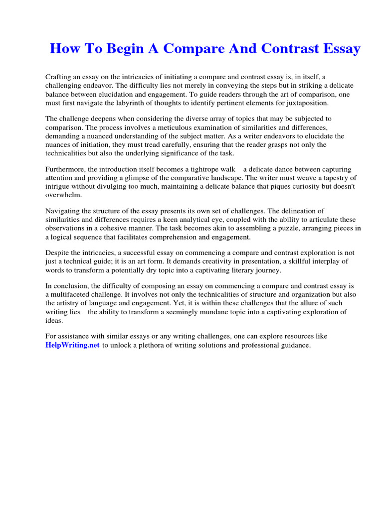 How To Begin A Compare and Contrast Essay | PDF | Essays