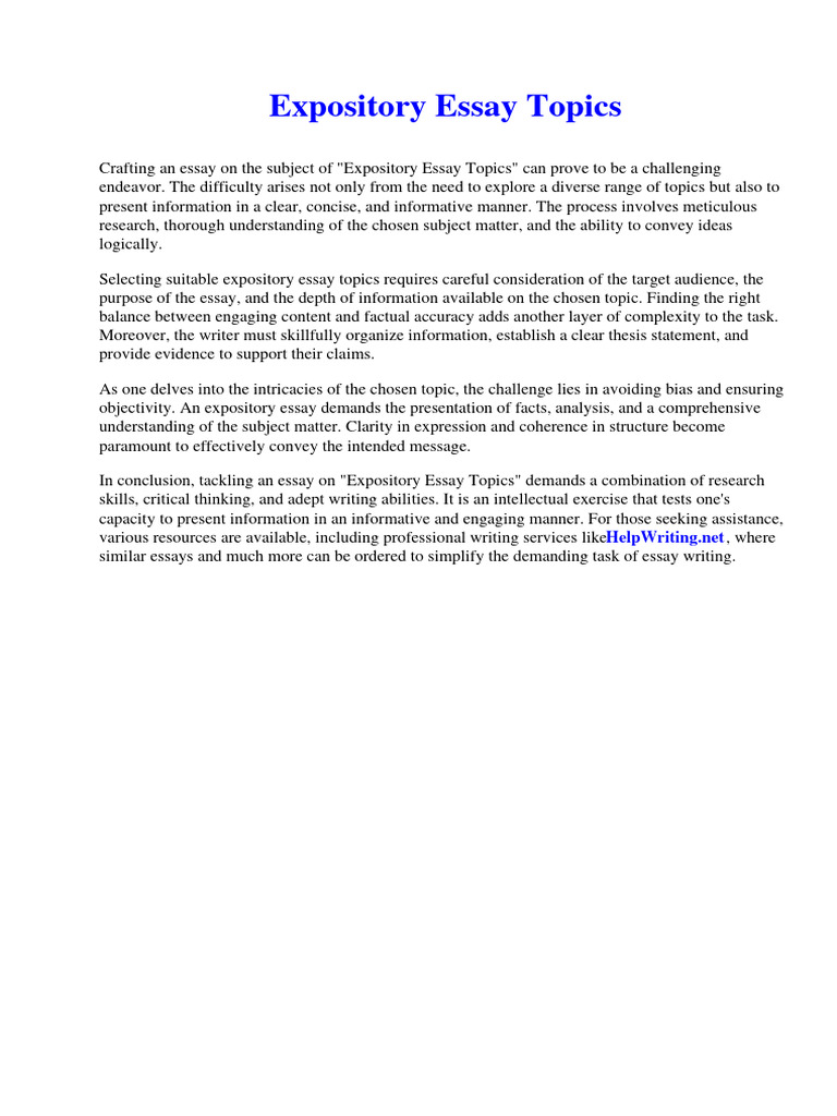 Expository Essay Topics | Download Free PDF | Essays | Poverty