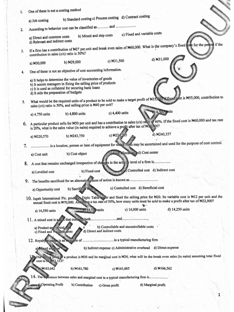 ACC Sample Questions | PDF