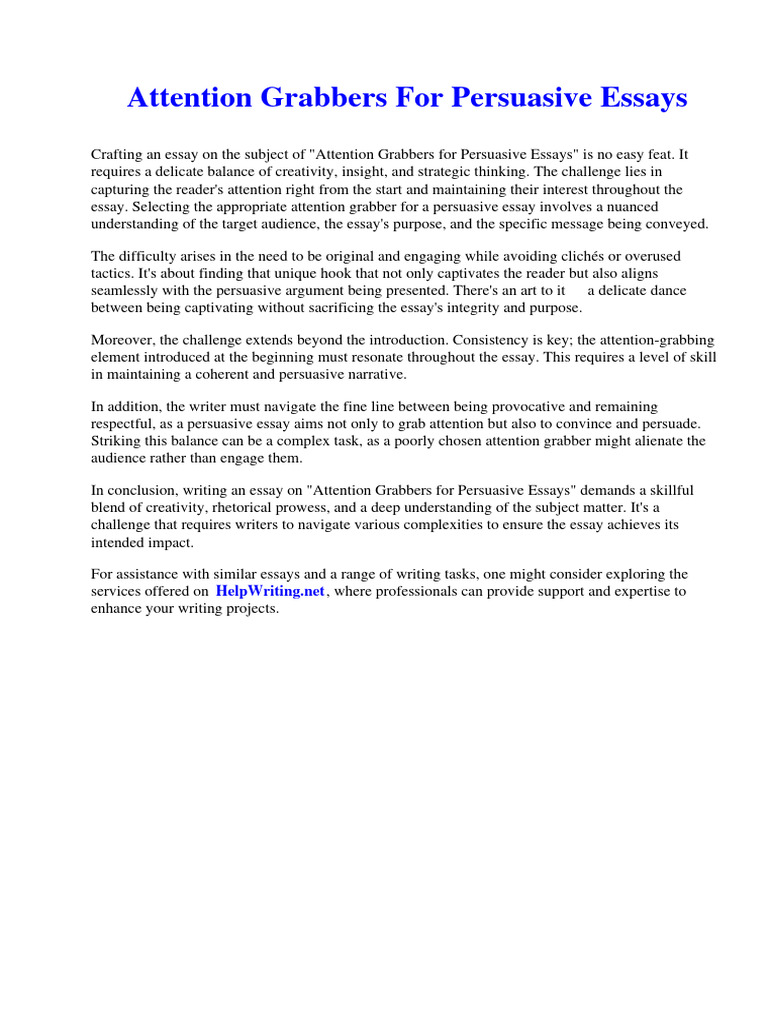 Attention Grabbers For Persuasive Essays | PDF | Essays | Jazz