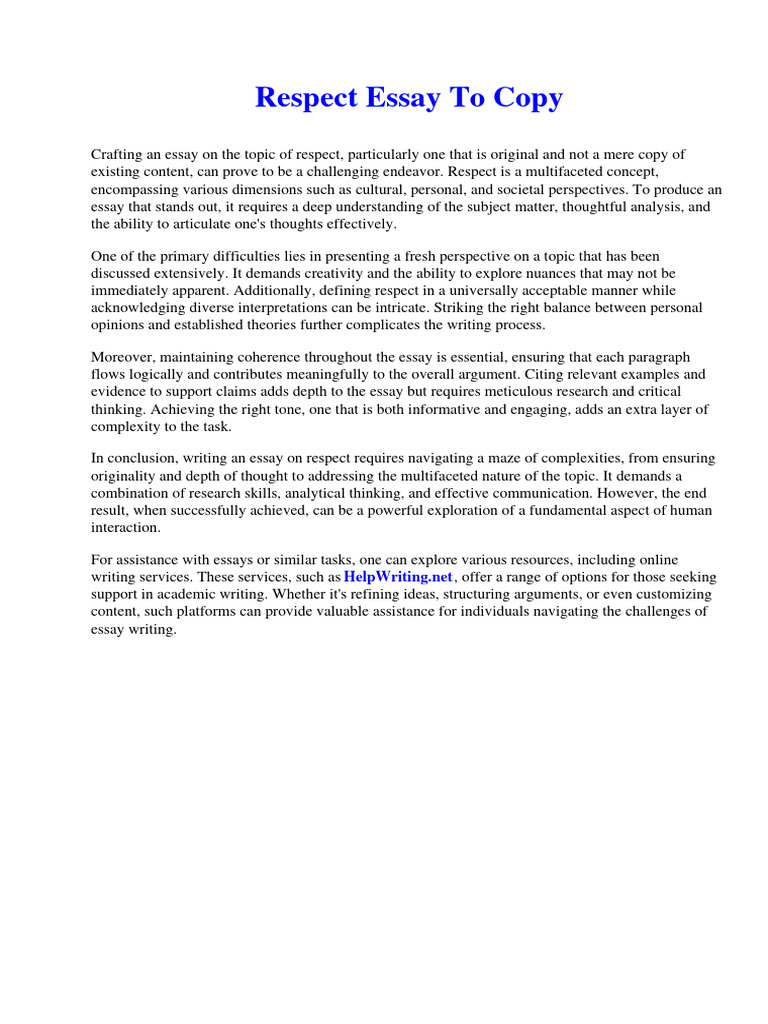 Respect Essay To | PDF | Mysticism | Prostitution
