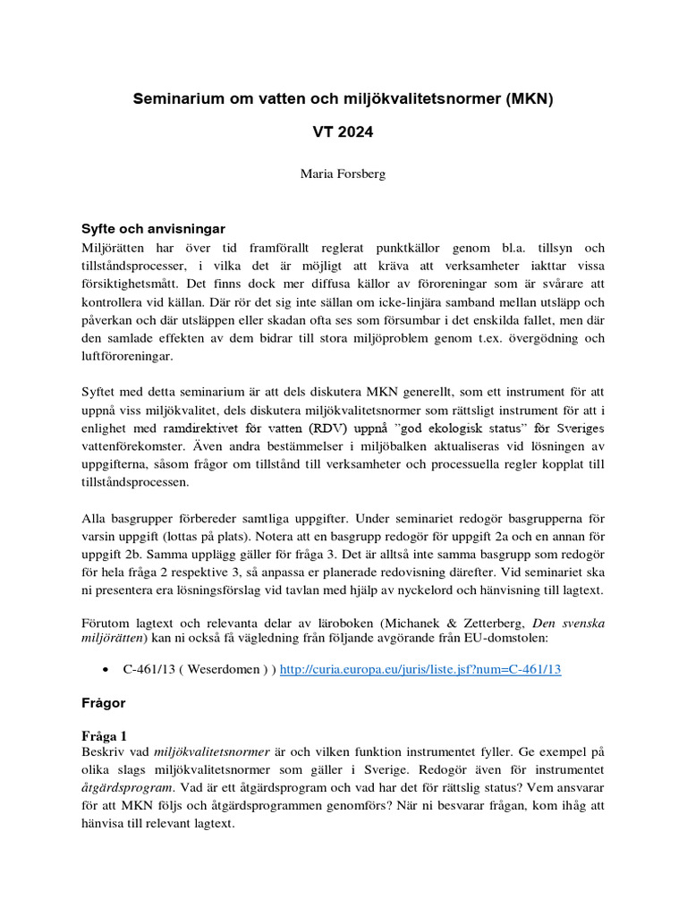 Sem 1 Vatten Och MKN | PDF